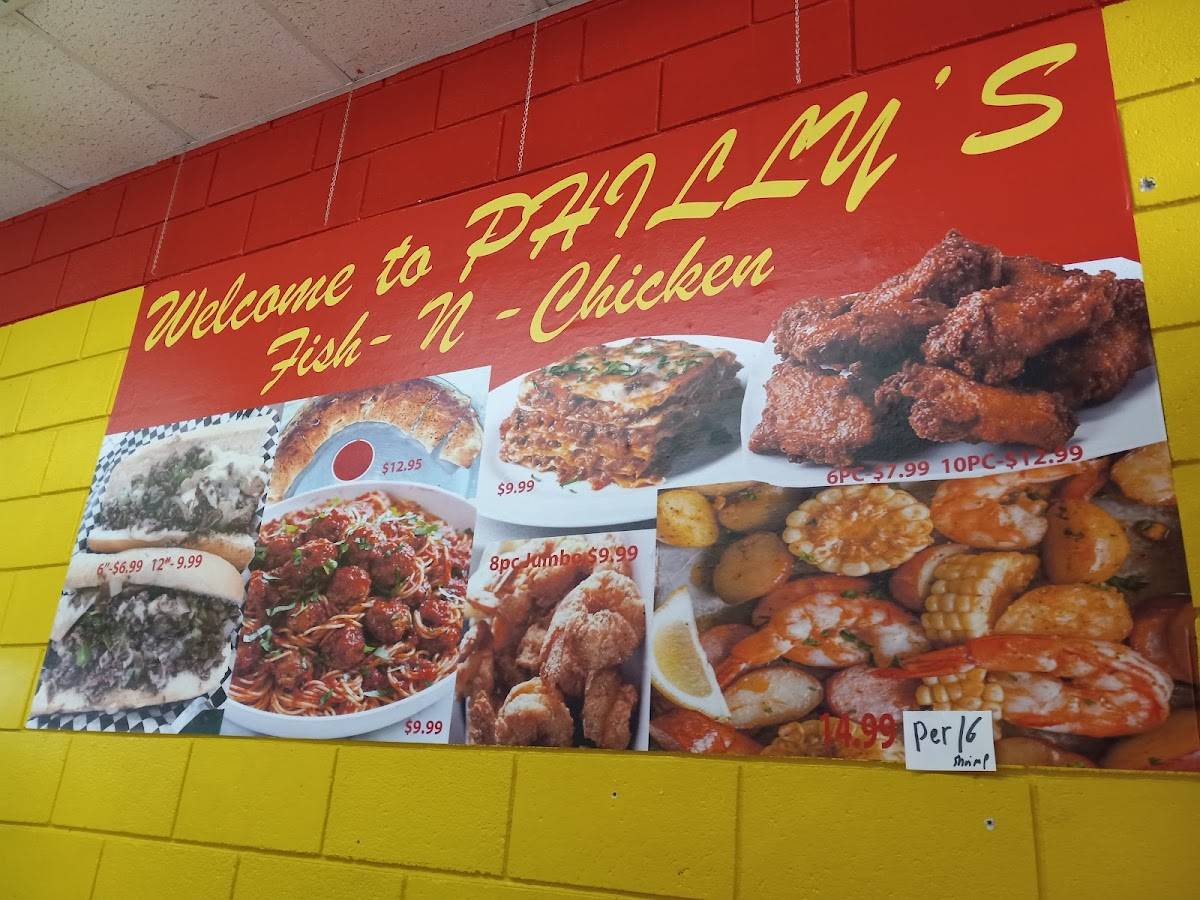 Menu at Philly’s Fish N Chicken pizzeria, Alexandria