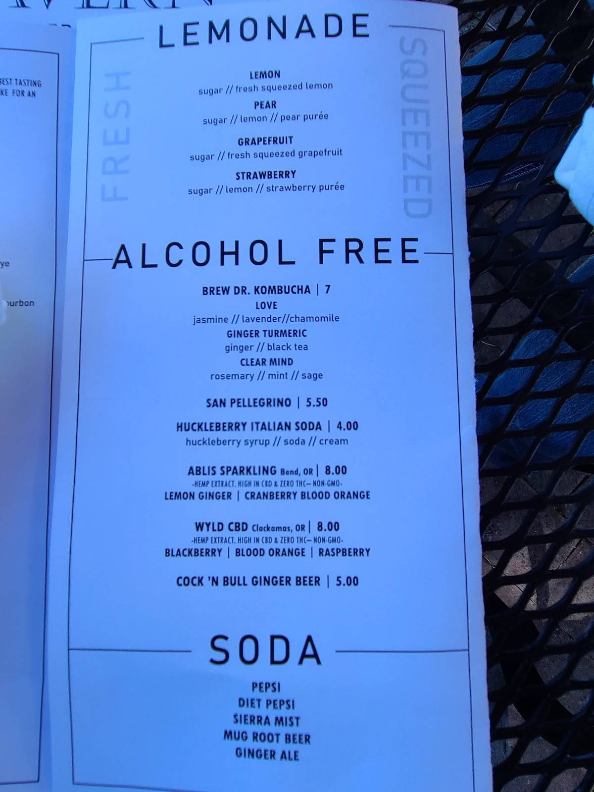Menu at Pine Tavern Restaurant, Bend