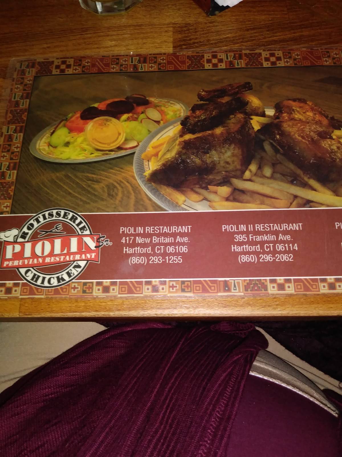 Menu at Piolin Restaurant, Hartford, 417 New Britain Ave