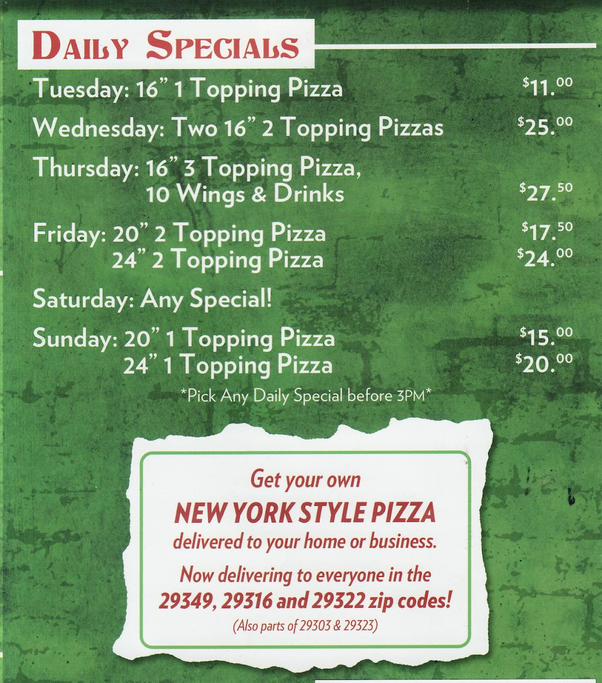 Menu at Pizza Perfect Pizza pizzeria, Boiling Springs, SC-9