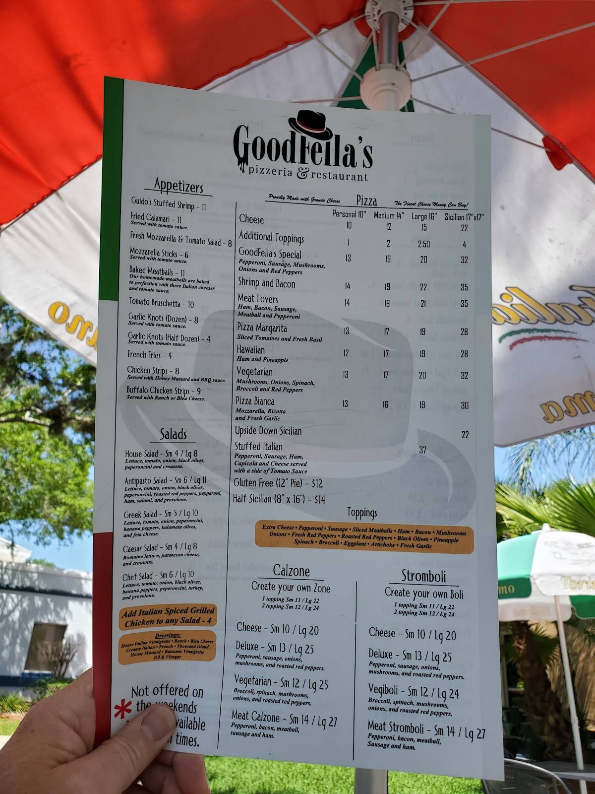 Menu at Goodfella's Pizzeria & Italian Restaurant, DeBary