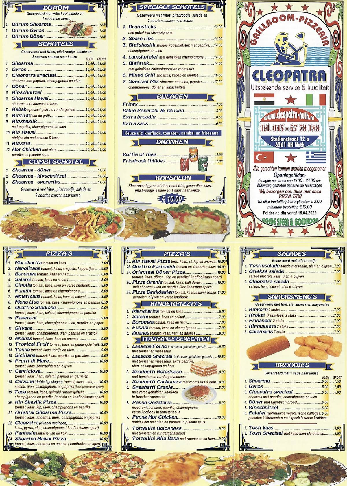Menu at Pizzeria/Grillroom Cleopatra, Nuth
