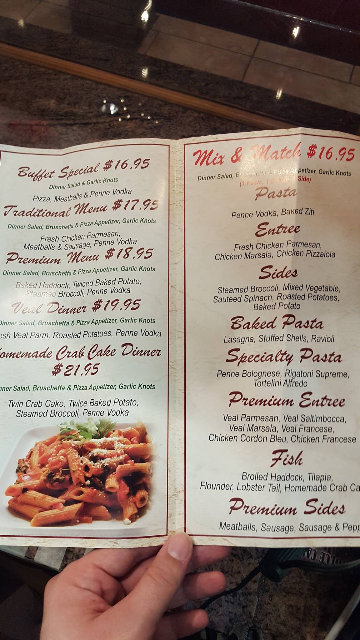 Menu at La Dolce Casa - DiMaggio's restaurant, Tamaqua