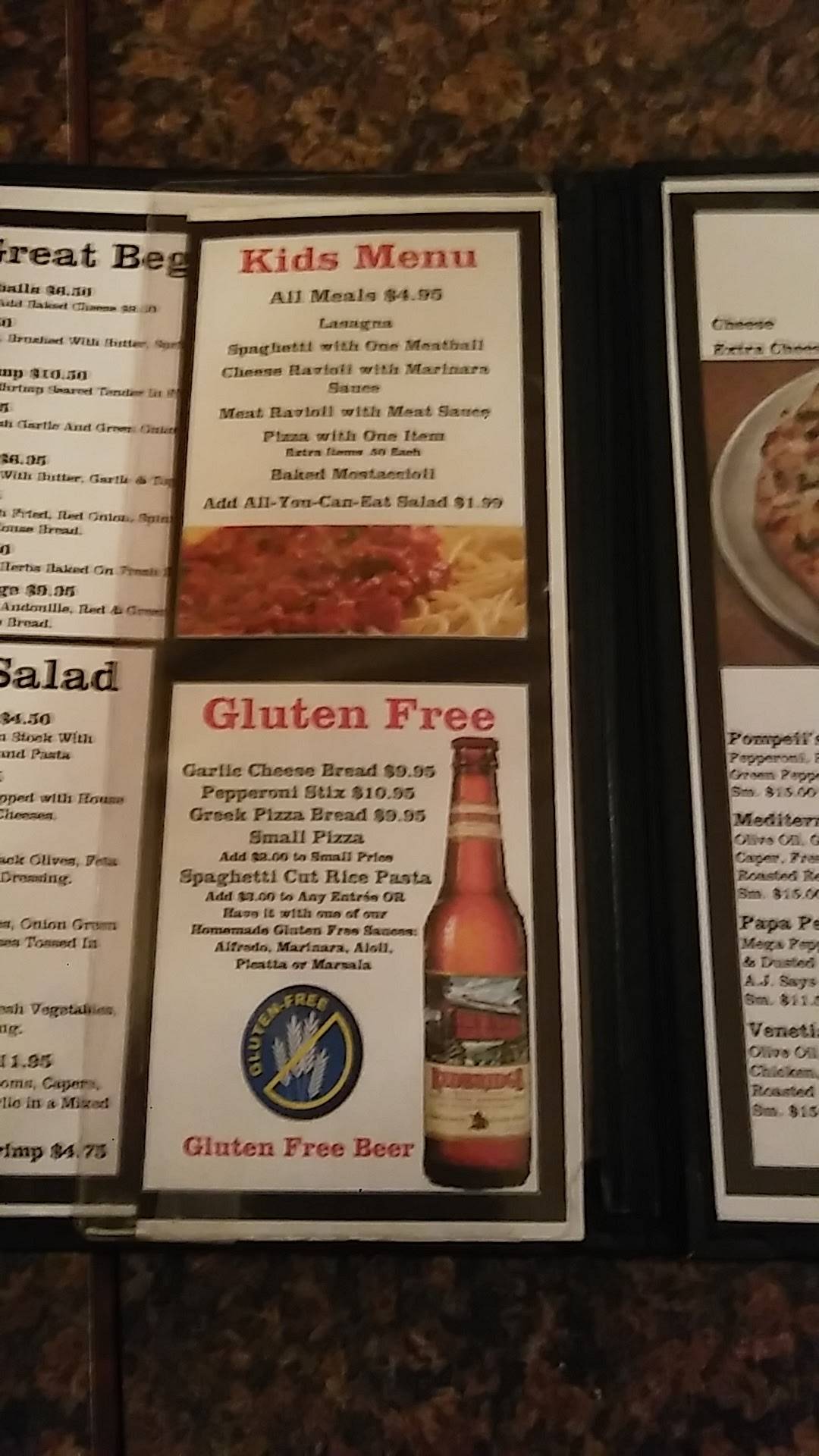 Menu at Pompeii's Pizzeria & Italian Eatery, Port Huron
