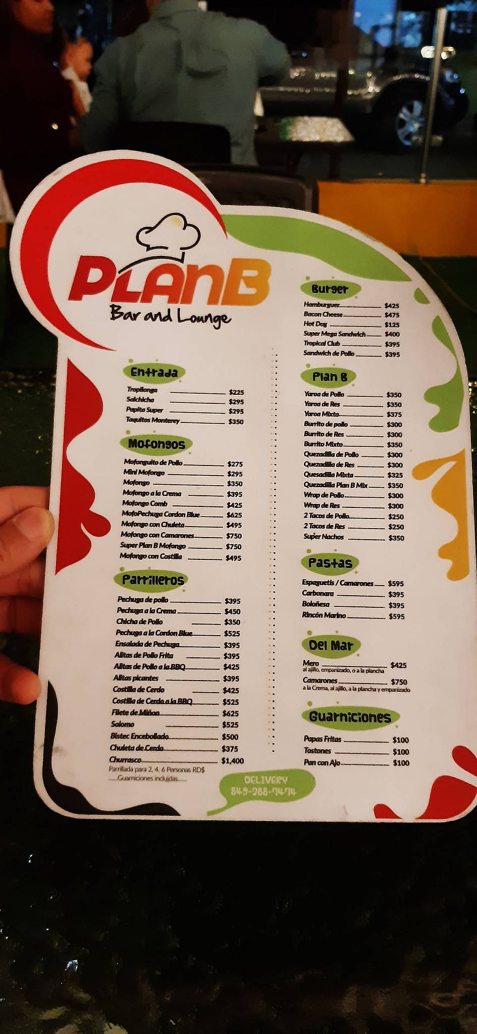 Menu at Plan B Bar and Longe, Azua