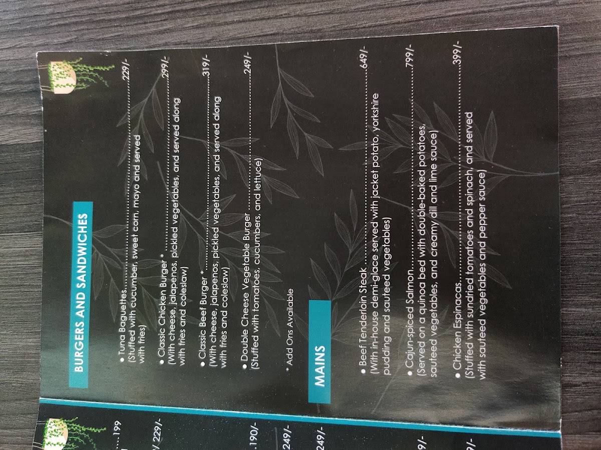 Menu at Poems Cafe, Kakkanad
