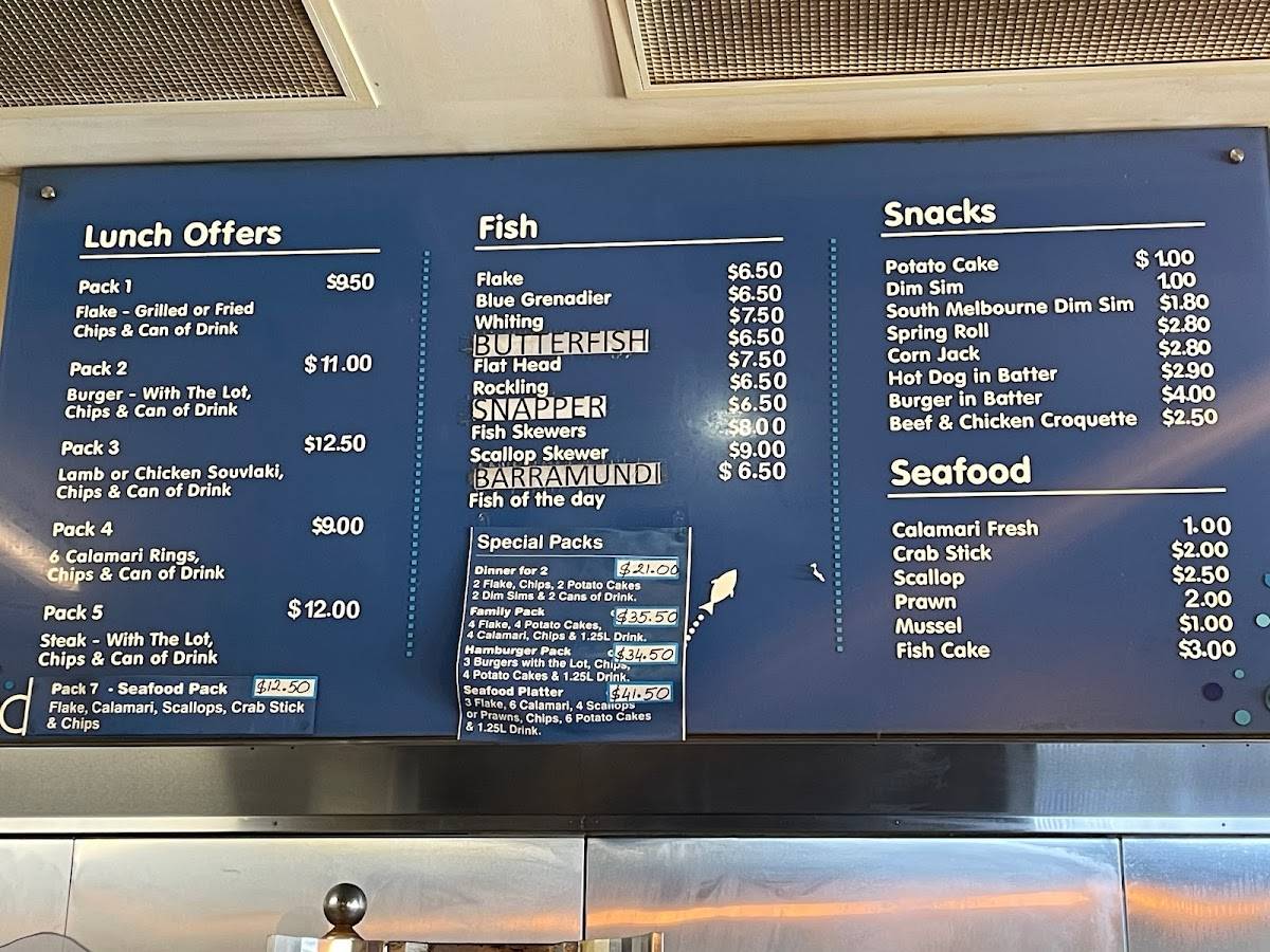 Menu at Point Hook Fish & Chips fast food, Point Cook