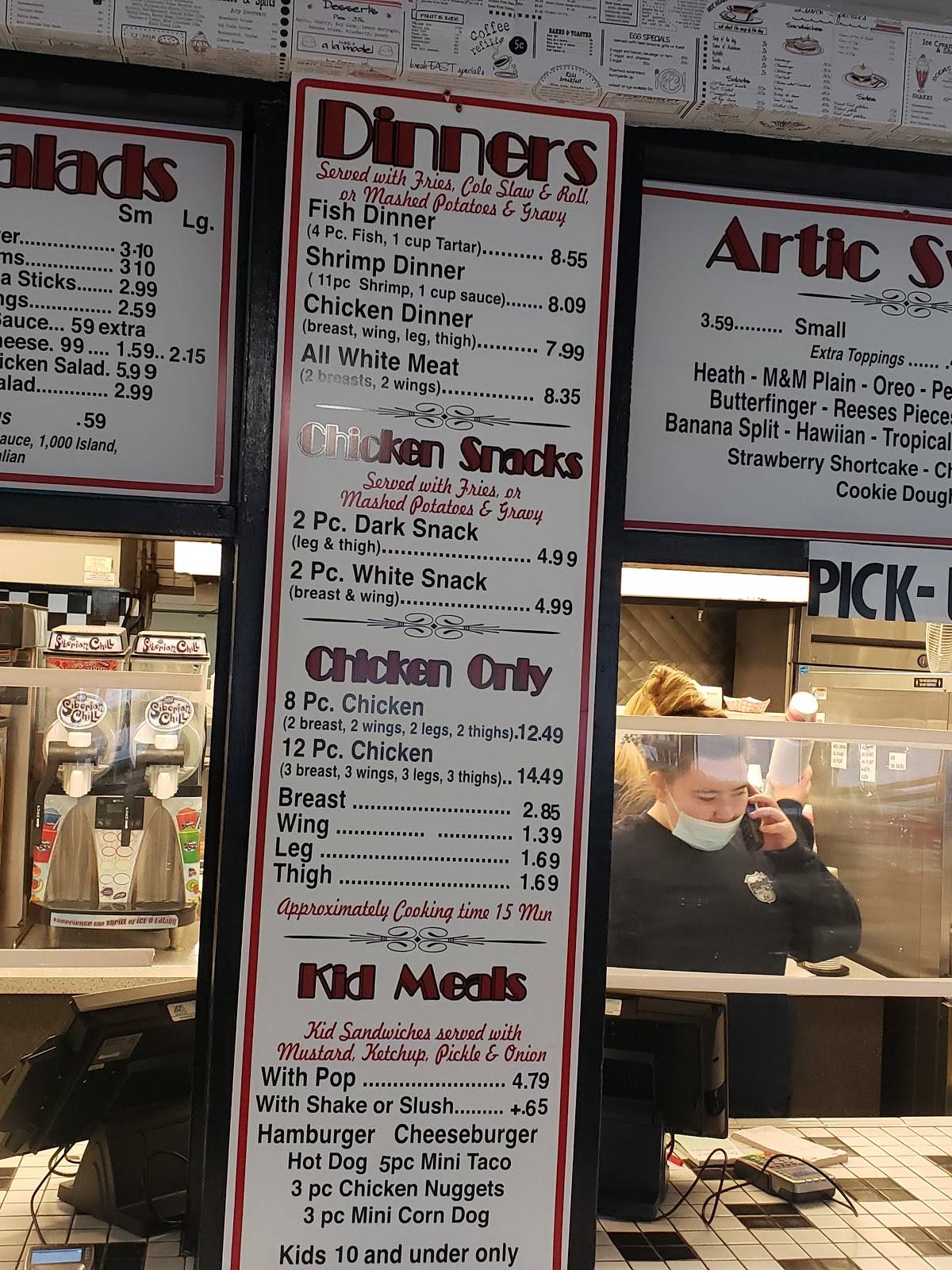 Menu at Polk-A-Dot Drive In fast food, Braidwood