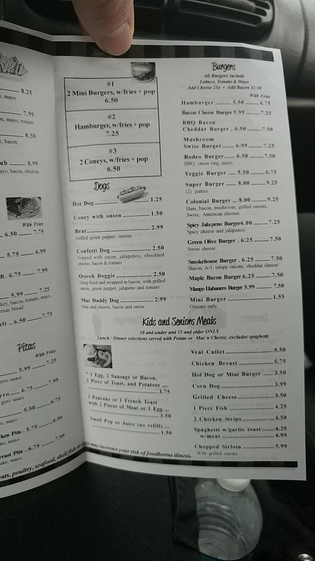 Menu at Anne's Diner restaurant, Port Huron