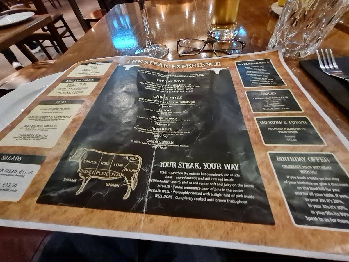 Menu au Porterhouse BBQ, Il-Mellieħa