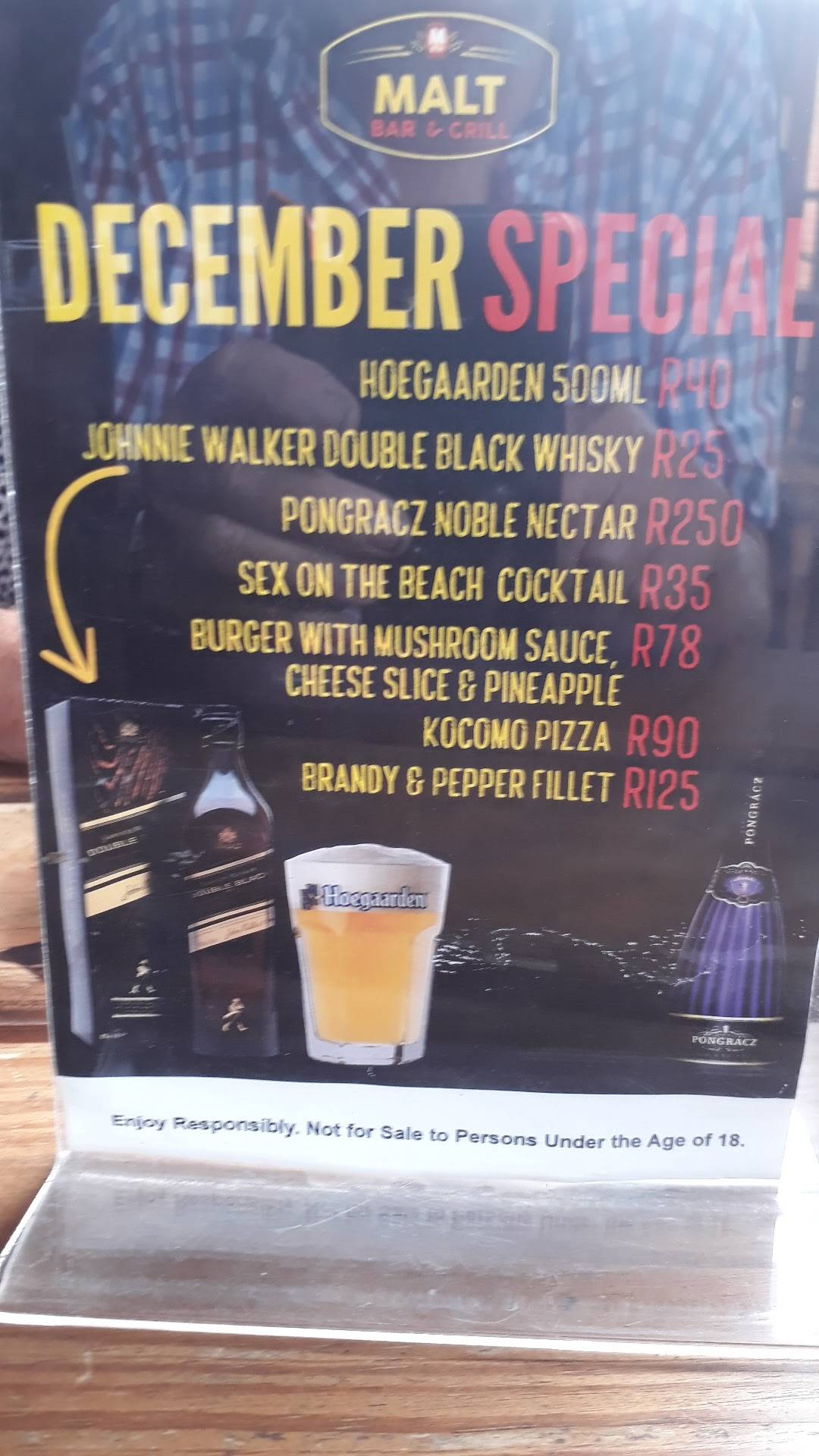 Menu at Malt Bar & Grill, Pretoria
