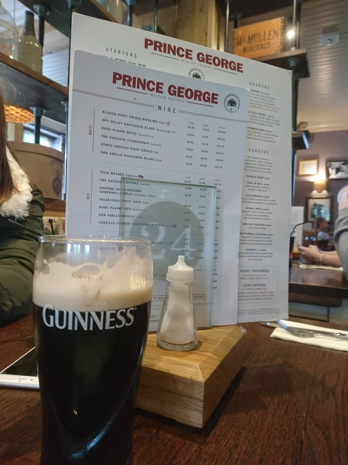 Menu at Prince George pub & bar, Milton Keynes