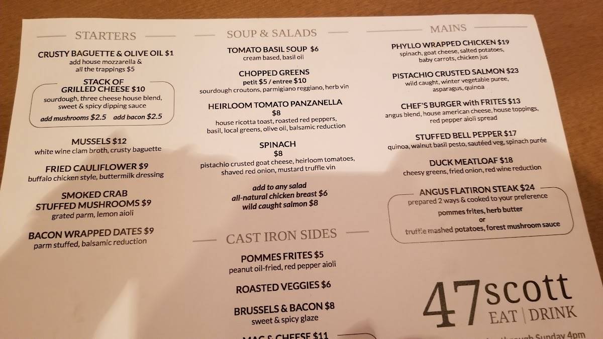 Menu at 47 Scott and Scott & Co. pub & bar, Tucson