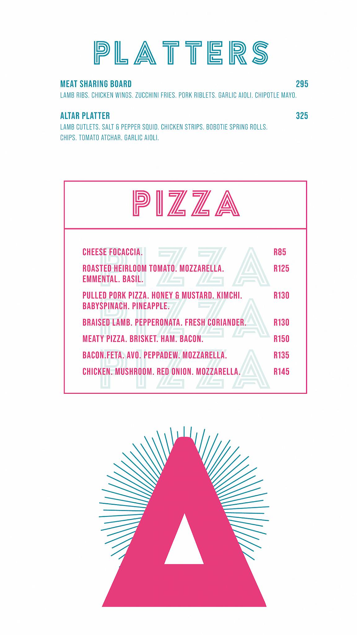 Menu at Altar Bar, Randburg