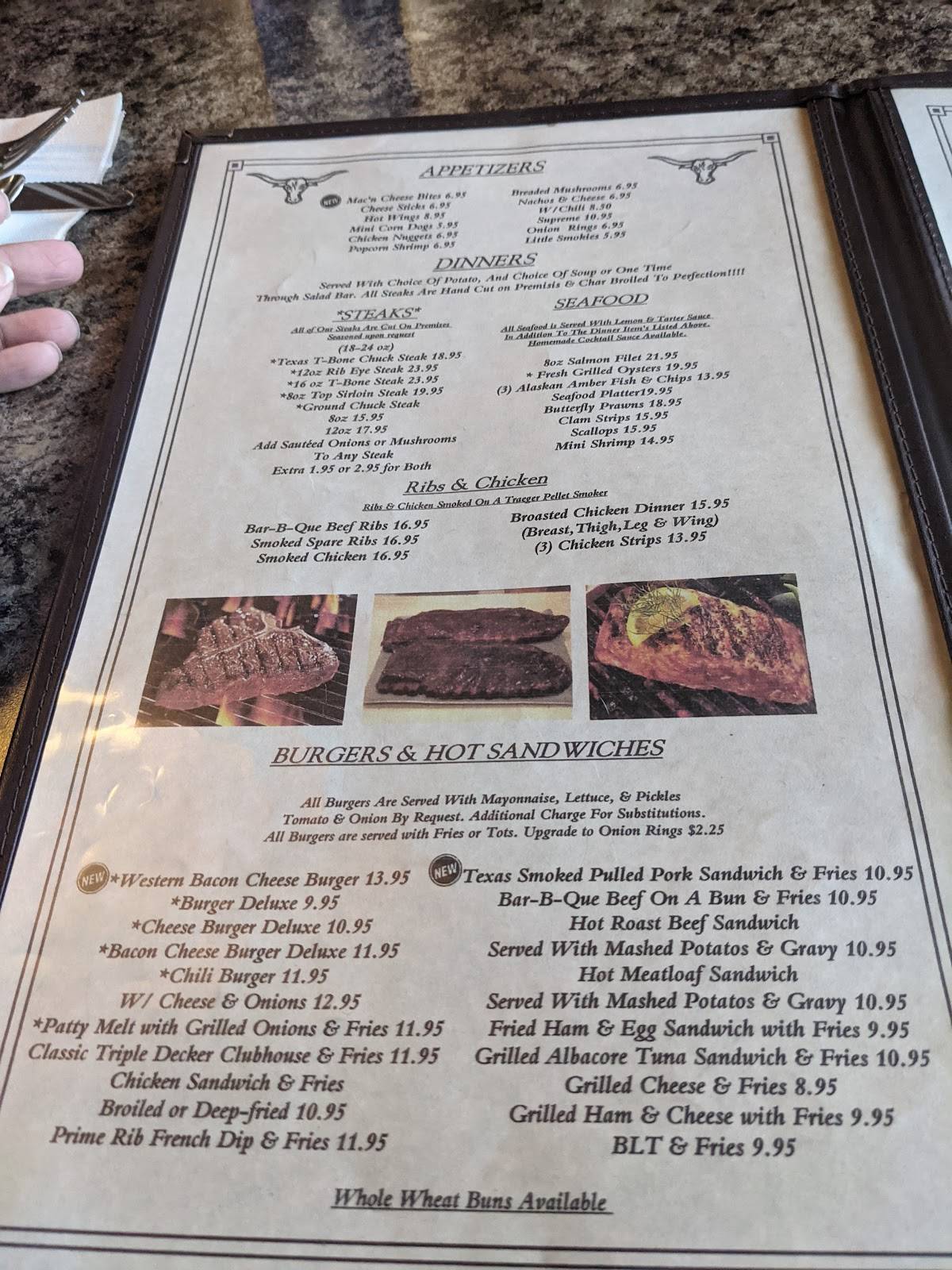 Menu at Bob's Texas T-Bone And Frosty's Lounge pub & bar, Rufus