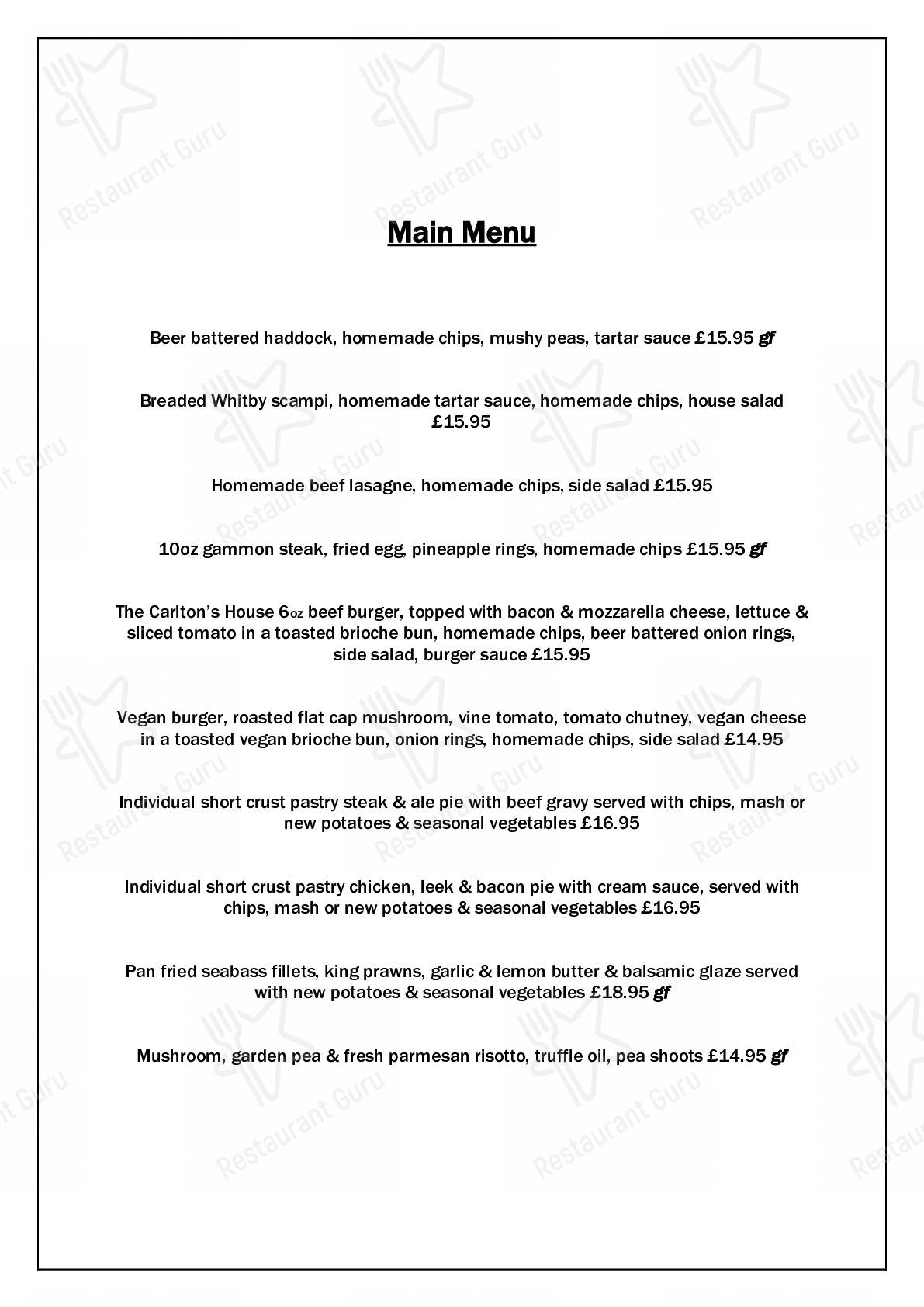 Menu at Crown & Anchor pub & bar, Thirsk