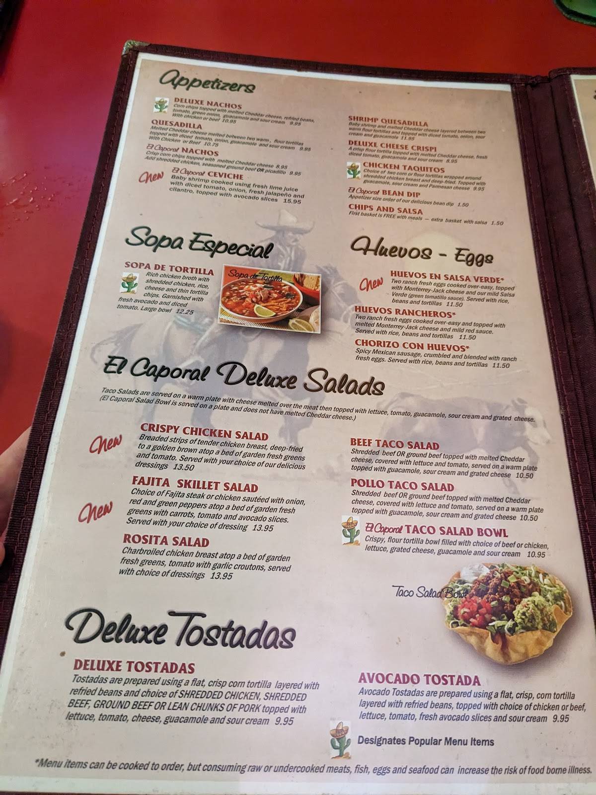 Menu at El Caporal Mexican Restaurant, North Bend