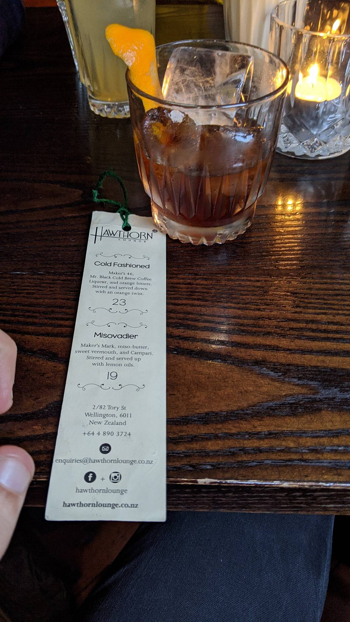 Menu at Hawthorn Lounge pub & bar, Wellington