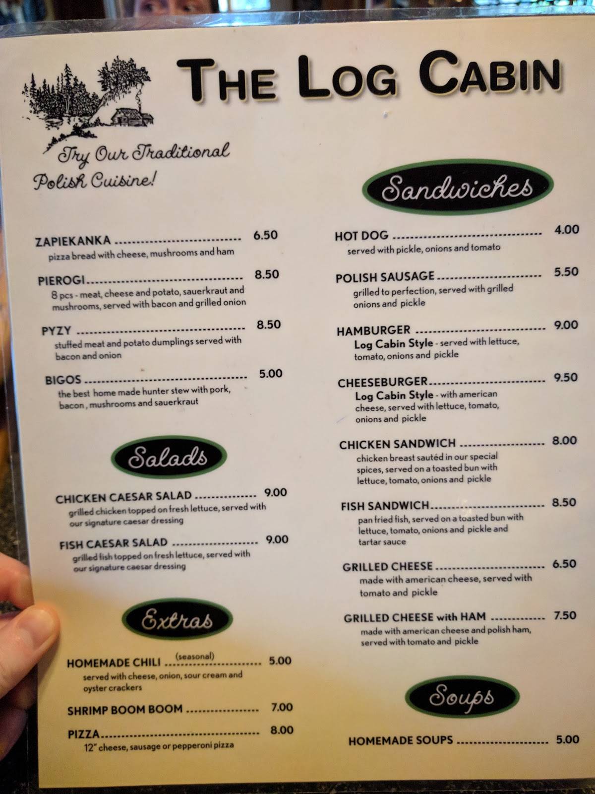 Menu at Log Cabin Bar, Des Plaines