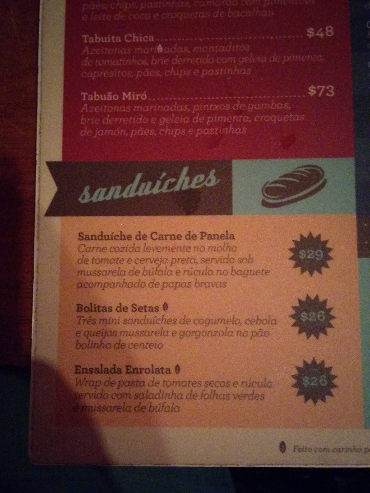 Menu em Lola Bar CCMQ, Porto Alegre