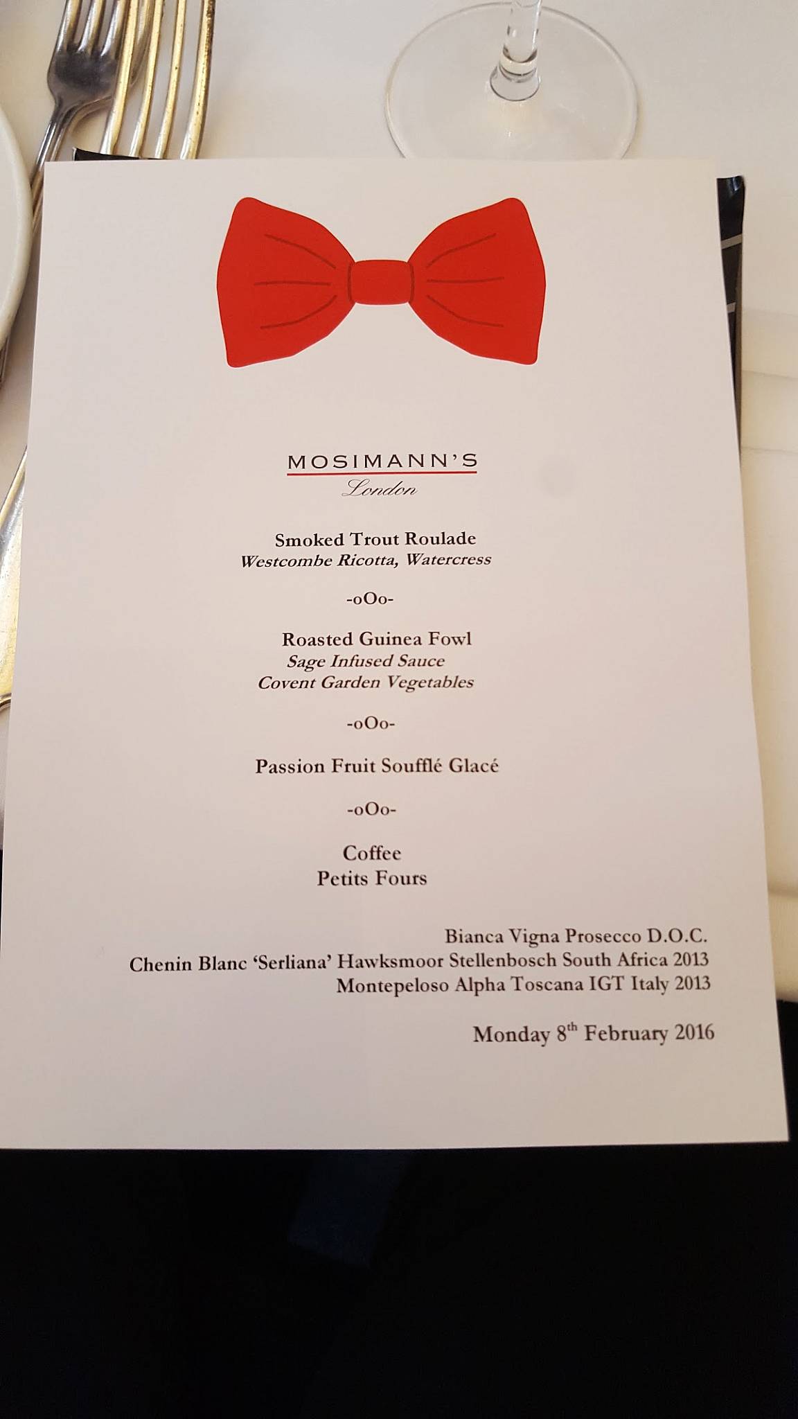 Menu at Mosimann's pub & bar, London