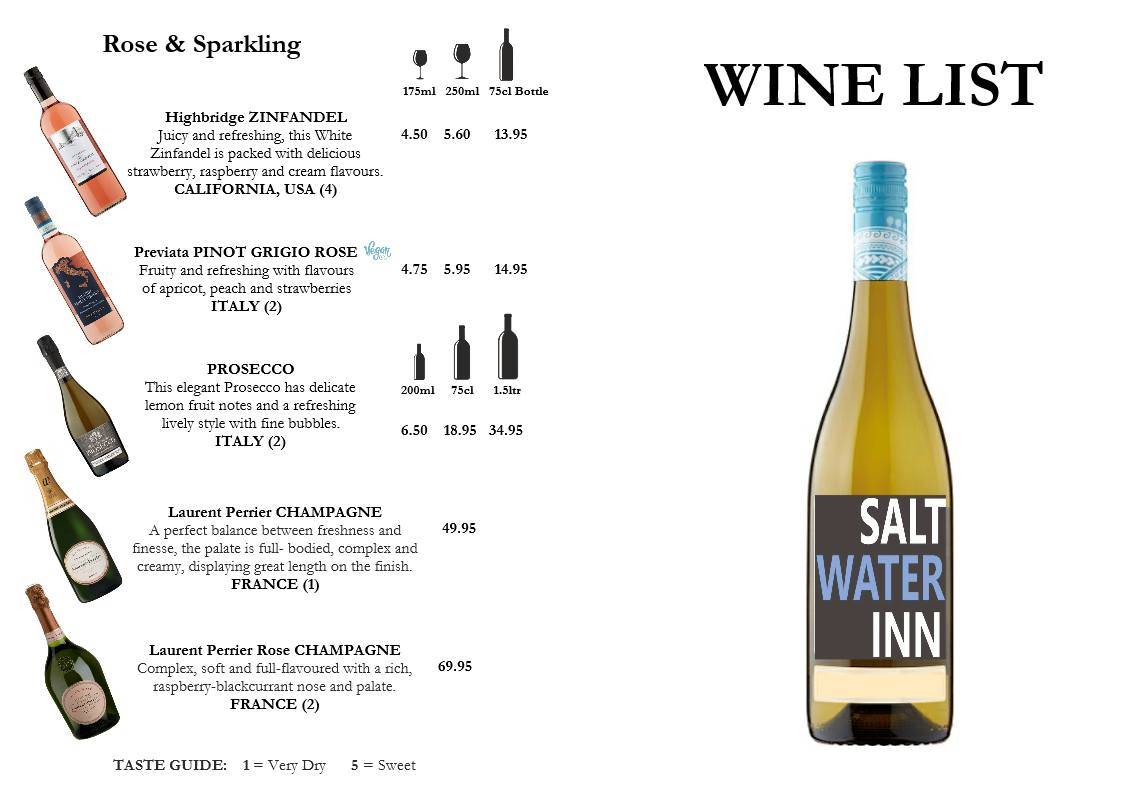 Menu at Saltwater Inn pub & bar, Porthcawl