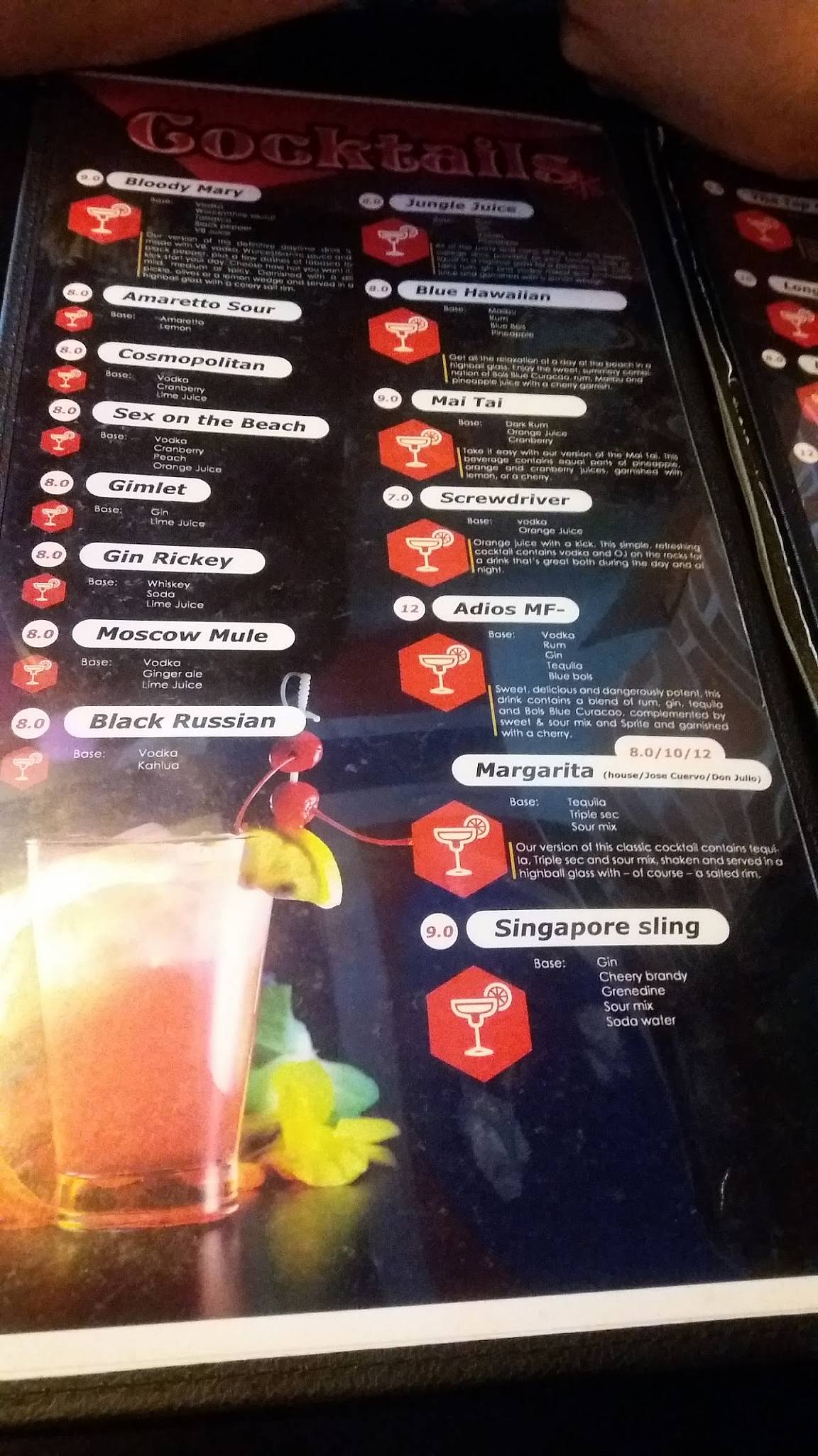 Menu at Sharky's Bar and Grill - Haeundae Strip, Busan