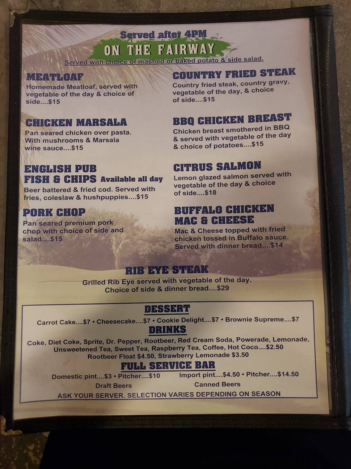 Menu at Tap Inn Restaurant and Bar, Arizona City