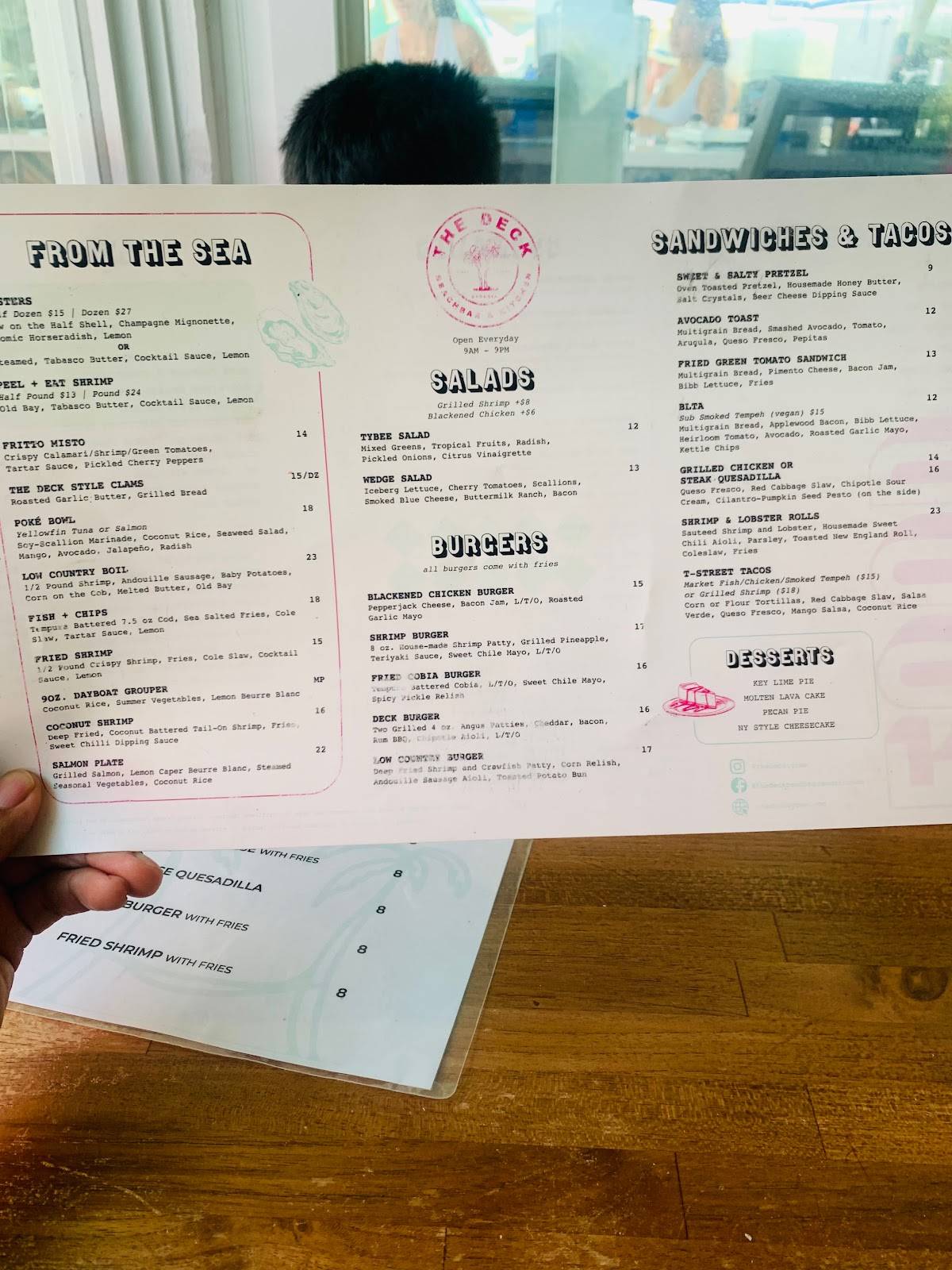 Menu at The Deck Beach Bar and Kitchen, Tybee Island