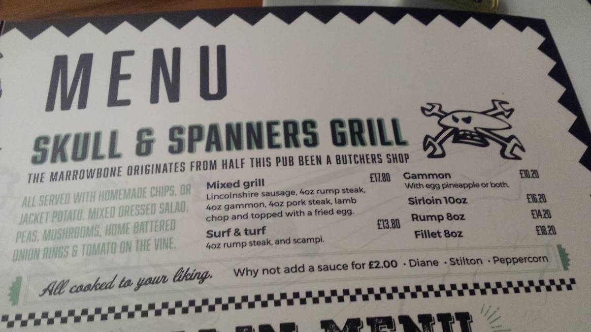 Menu at The Marrowbone & Cleaver pub & bar, Ulceby