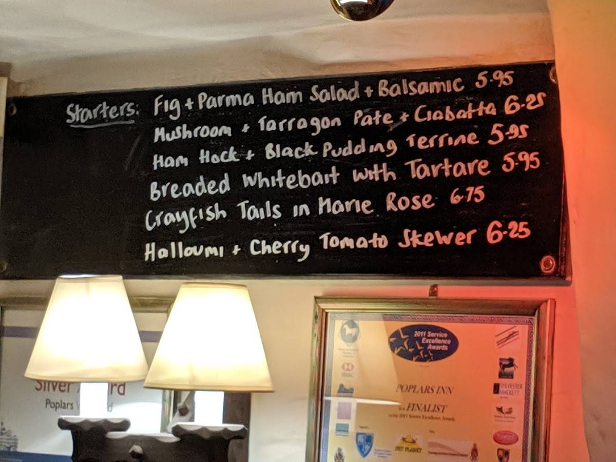 Menu at The Poplars pub & bar, Trowbridge