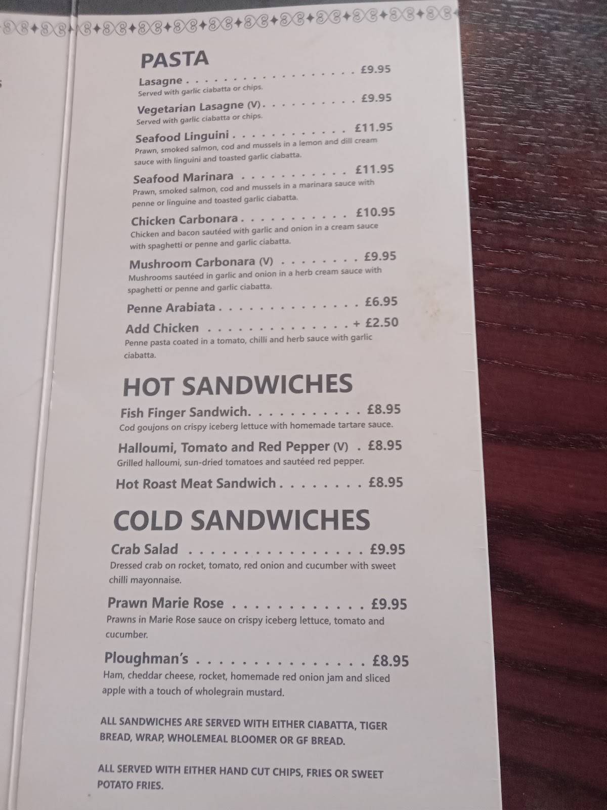 Menu at The Waterford Arms pub & bar, Whitley Bay, Collywell Bay Rd