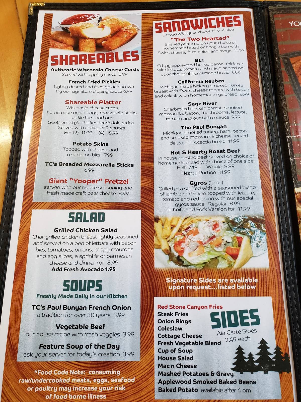Menu at Timber Charlie's Food & Spirit pub & bar, Newberry