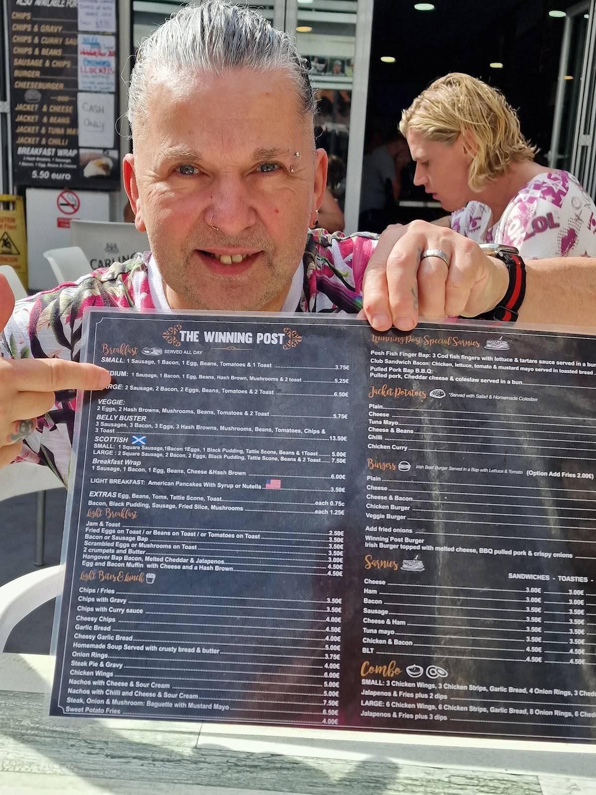 Menu at Winningpost pub & bar, Benidorm