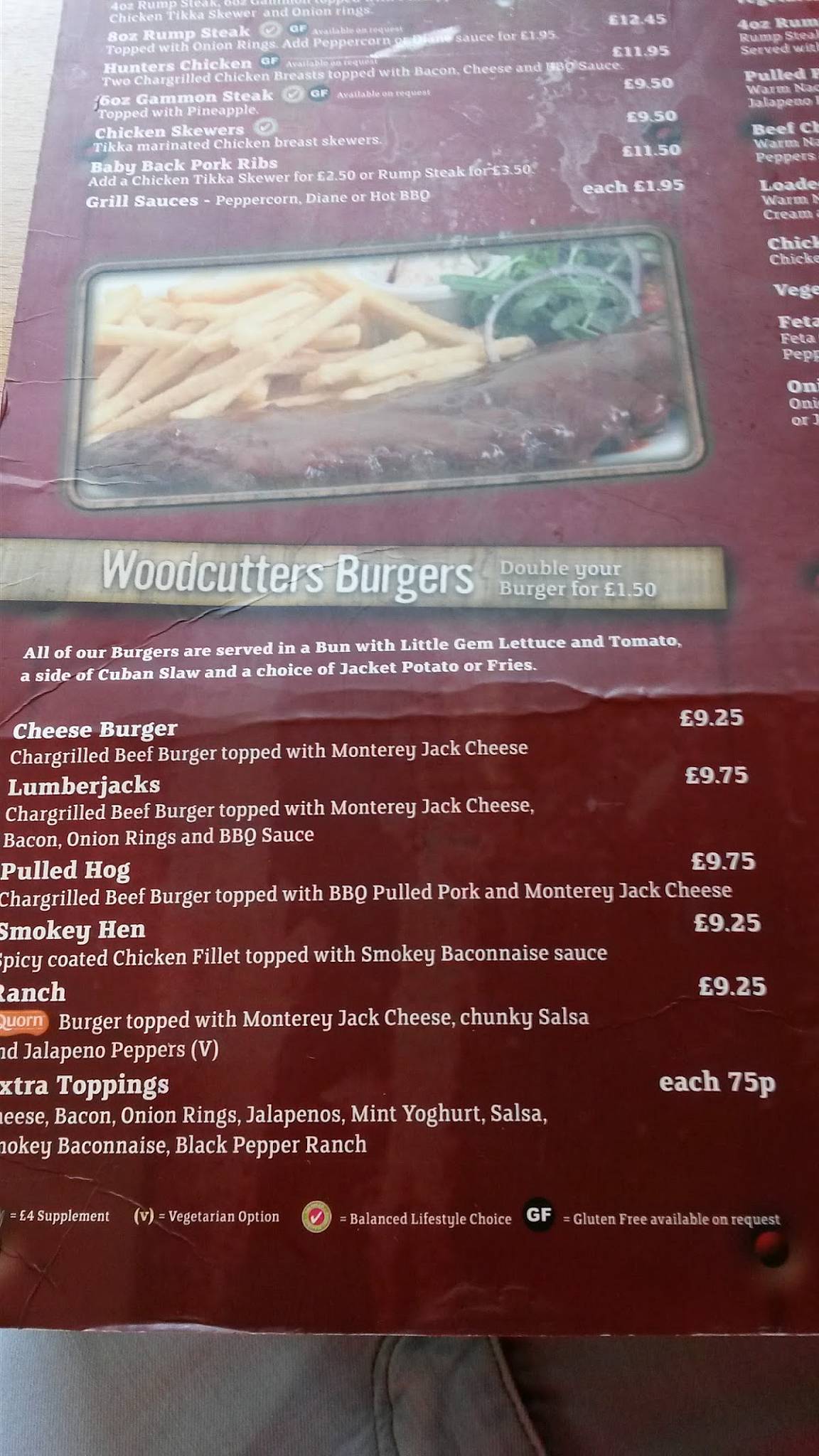 Menu at Woodcutter's Bar & Grill, Alton