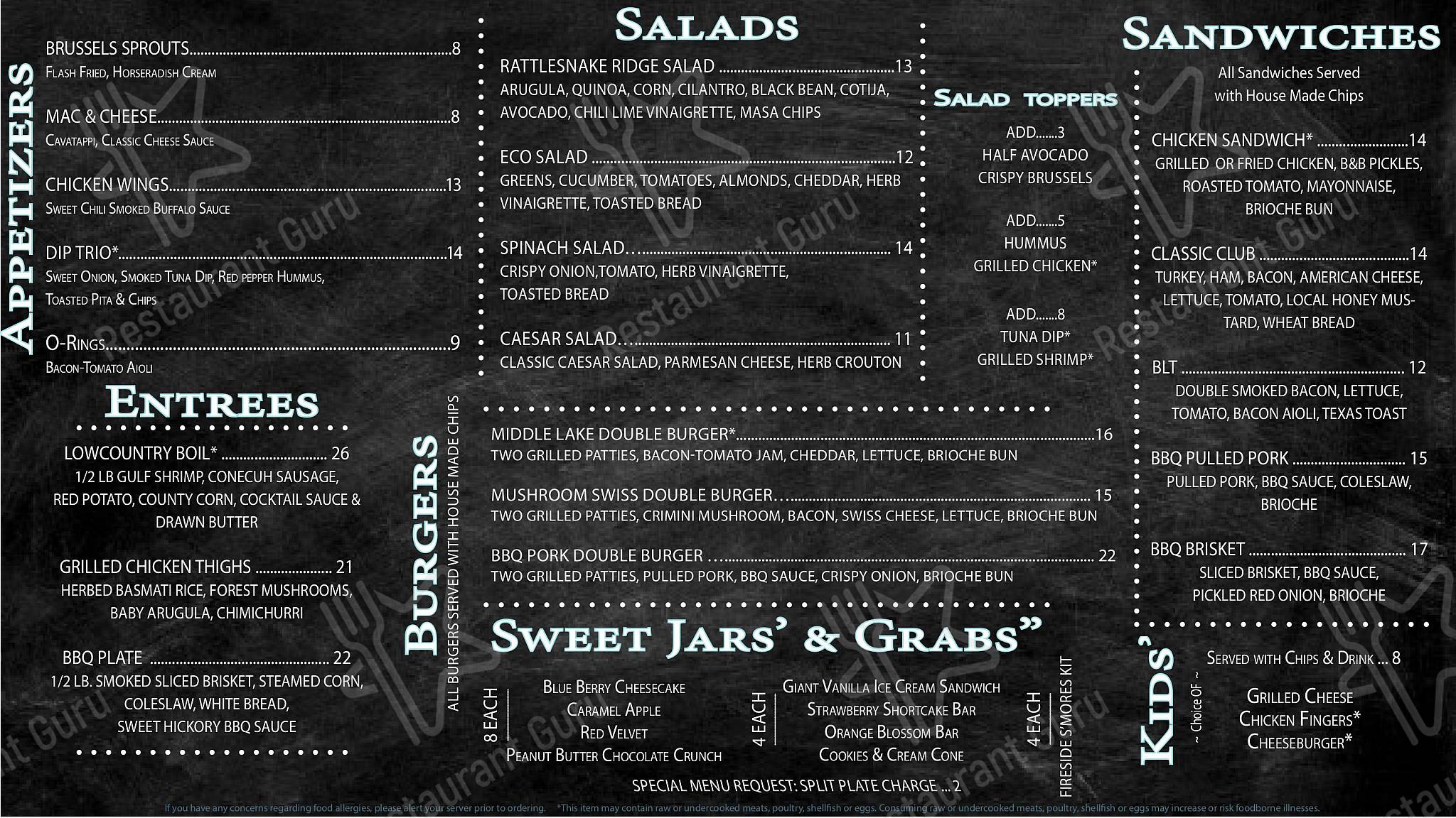 Menu at Woodside Restaurant, Gulf Shores, State Park Rd