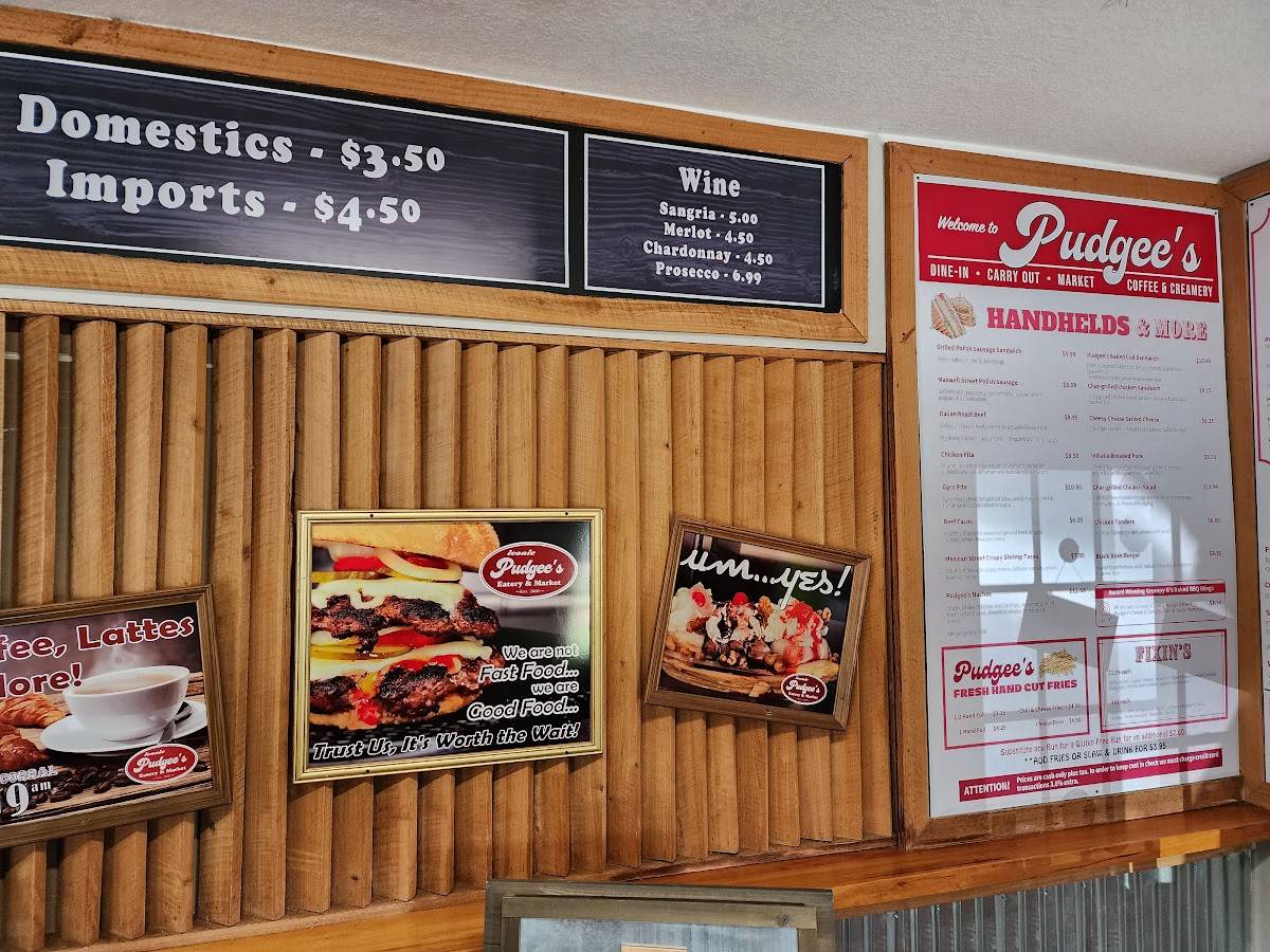 Menu at Pudgee's Eatery and Market restaurant, Floral City