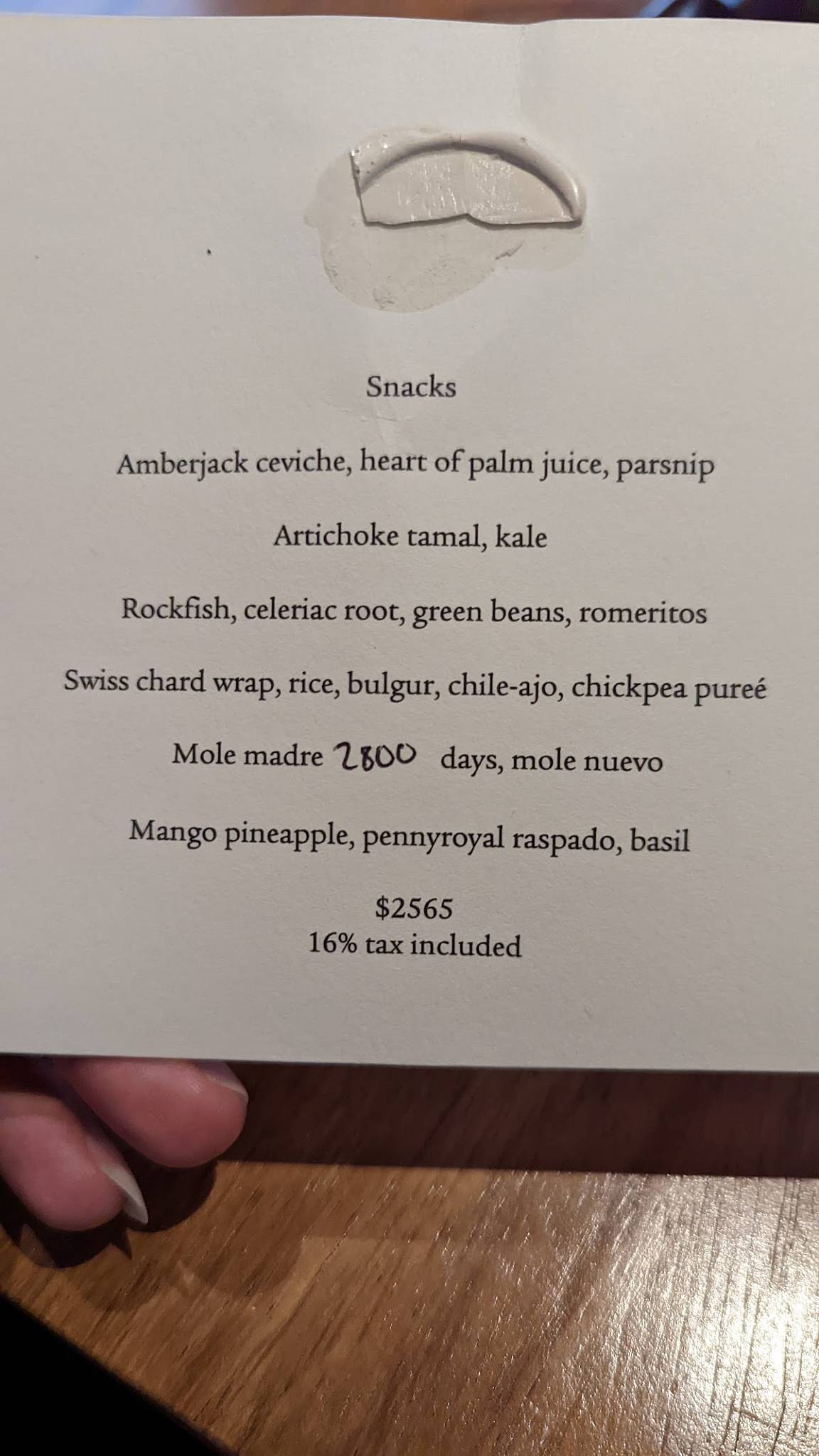 Carta del restaurante Pujol - Tasting Menu, Ciudad López Mateos ...