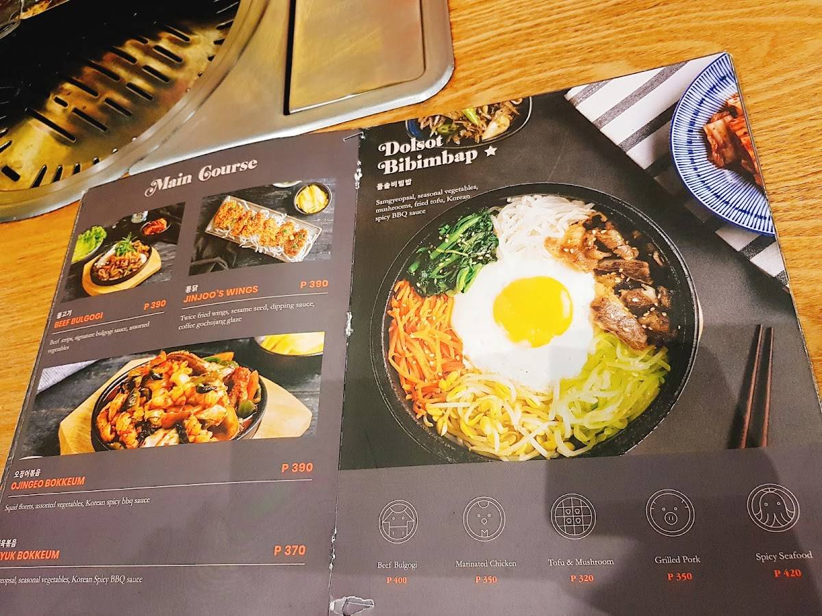 Menu at Jin Joo Korean Grill restaurant, Quezon City, C1A/C1B