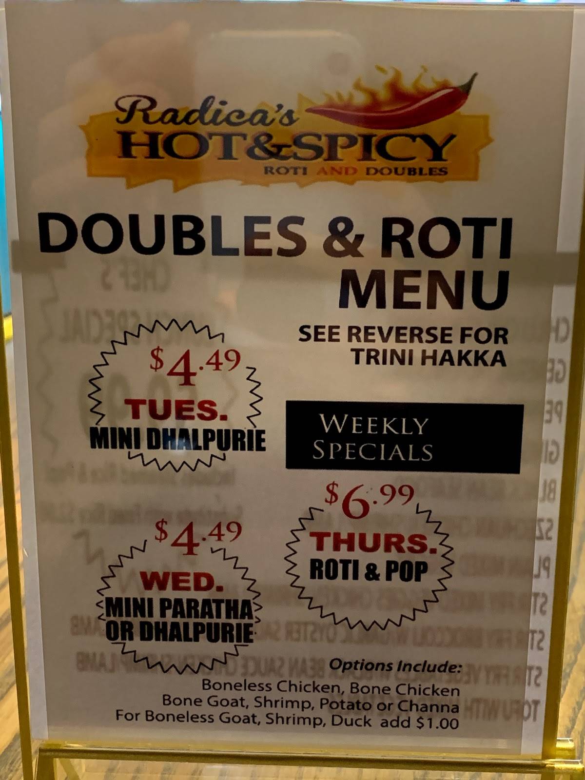 Menu at Radica’s Hot & Spicy restaurant, Brampton, 263 Queen St E Unit#3