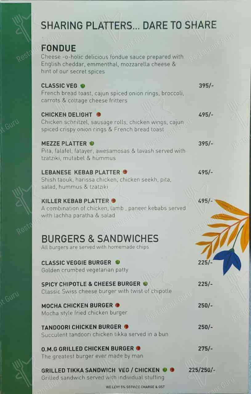 Menu at Mocha Cafe & Bar, Ranchi