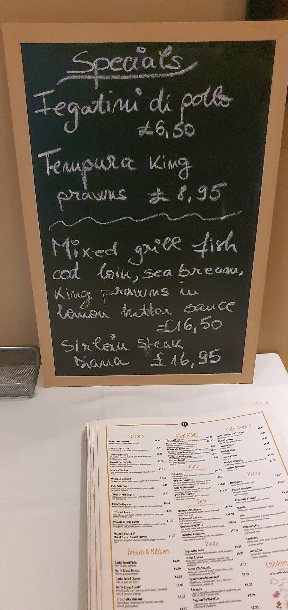 Menu at Rapallo Ristorante restaurant, Bury