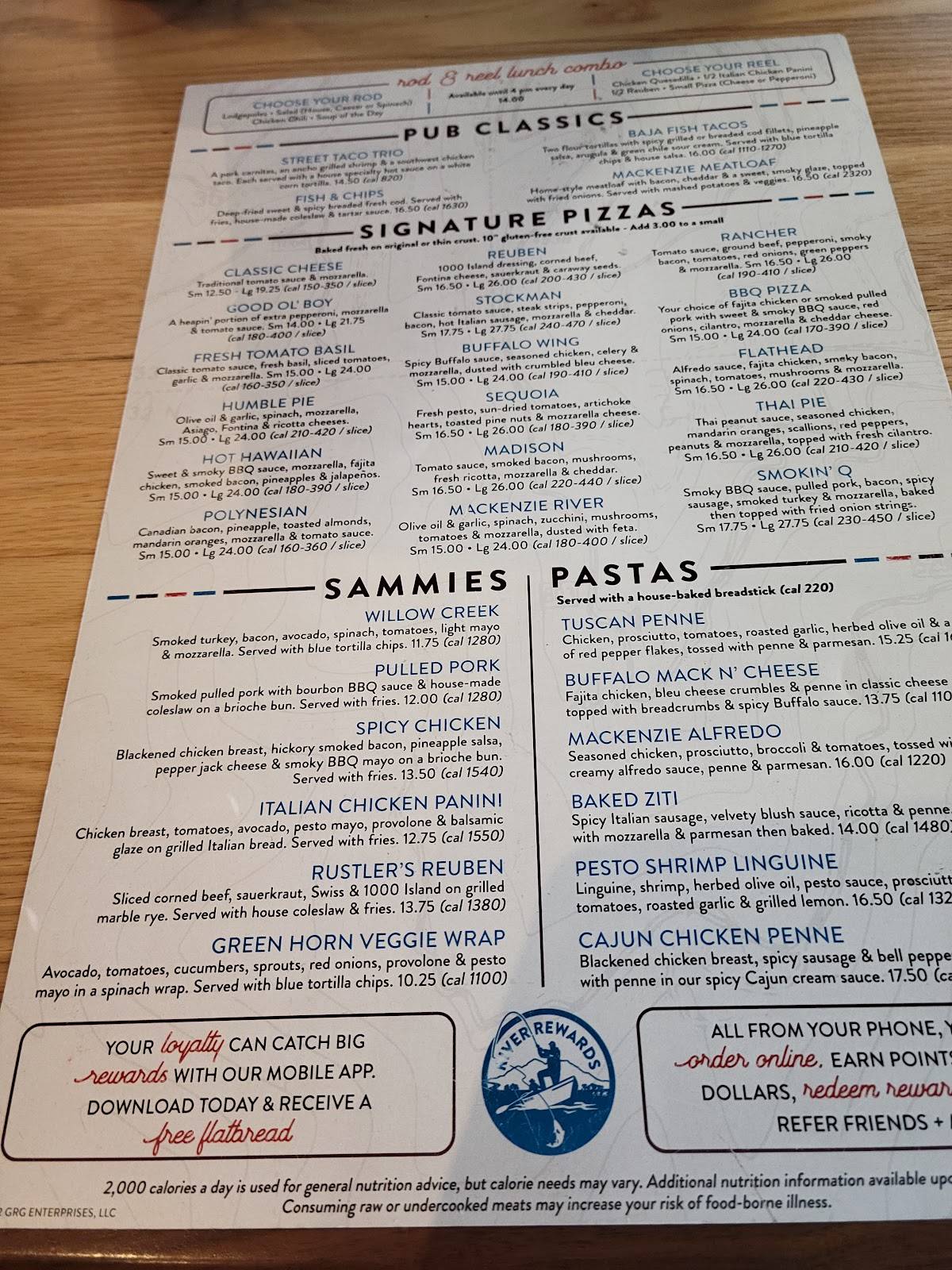 Menu at MacKenzie River Pizza, Grill & Pub, Rapid City