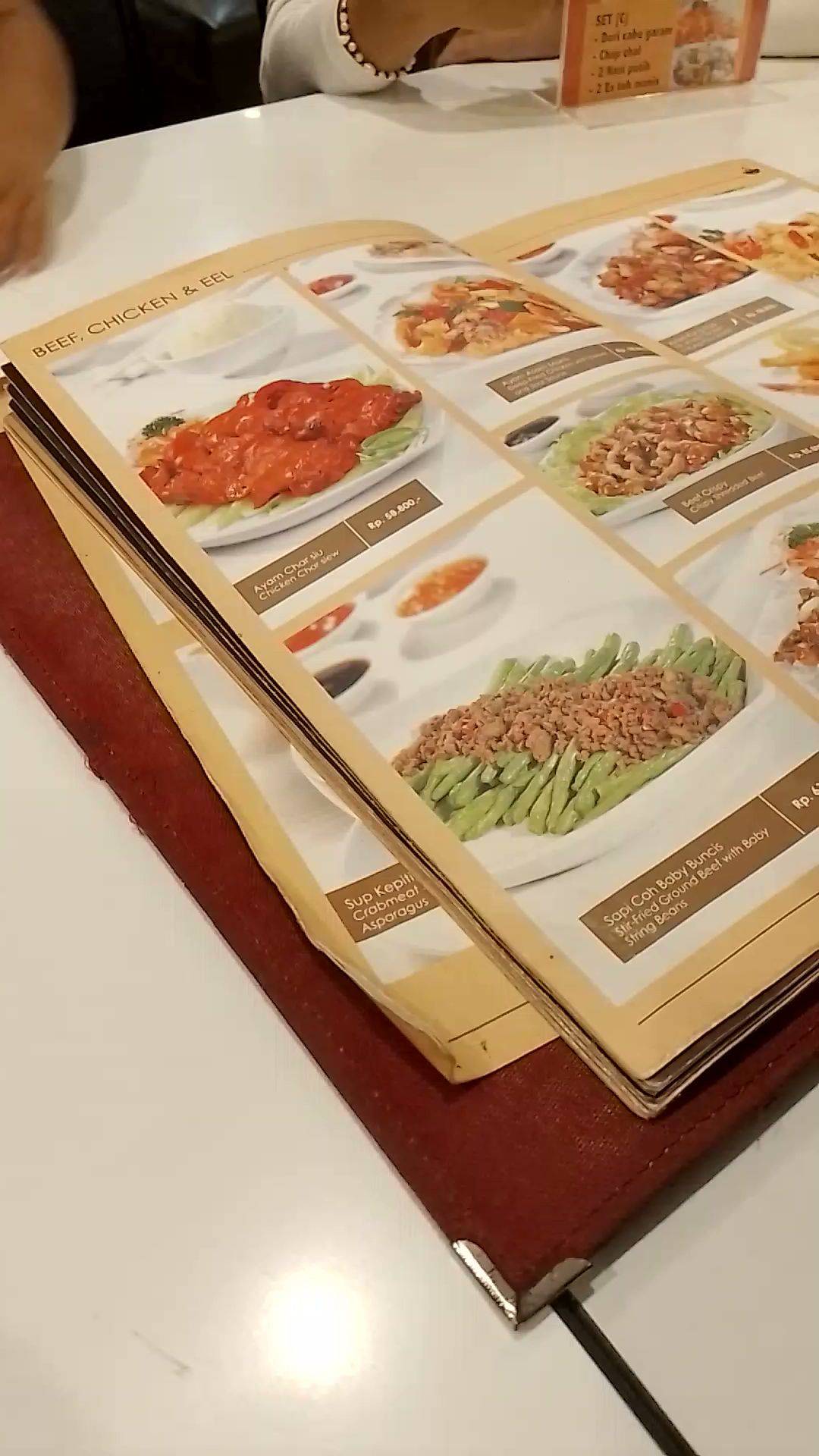Menu at Red Bean restaurant, Pontianak
