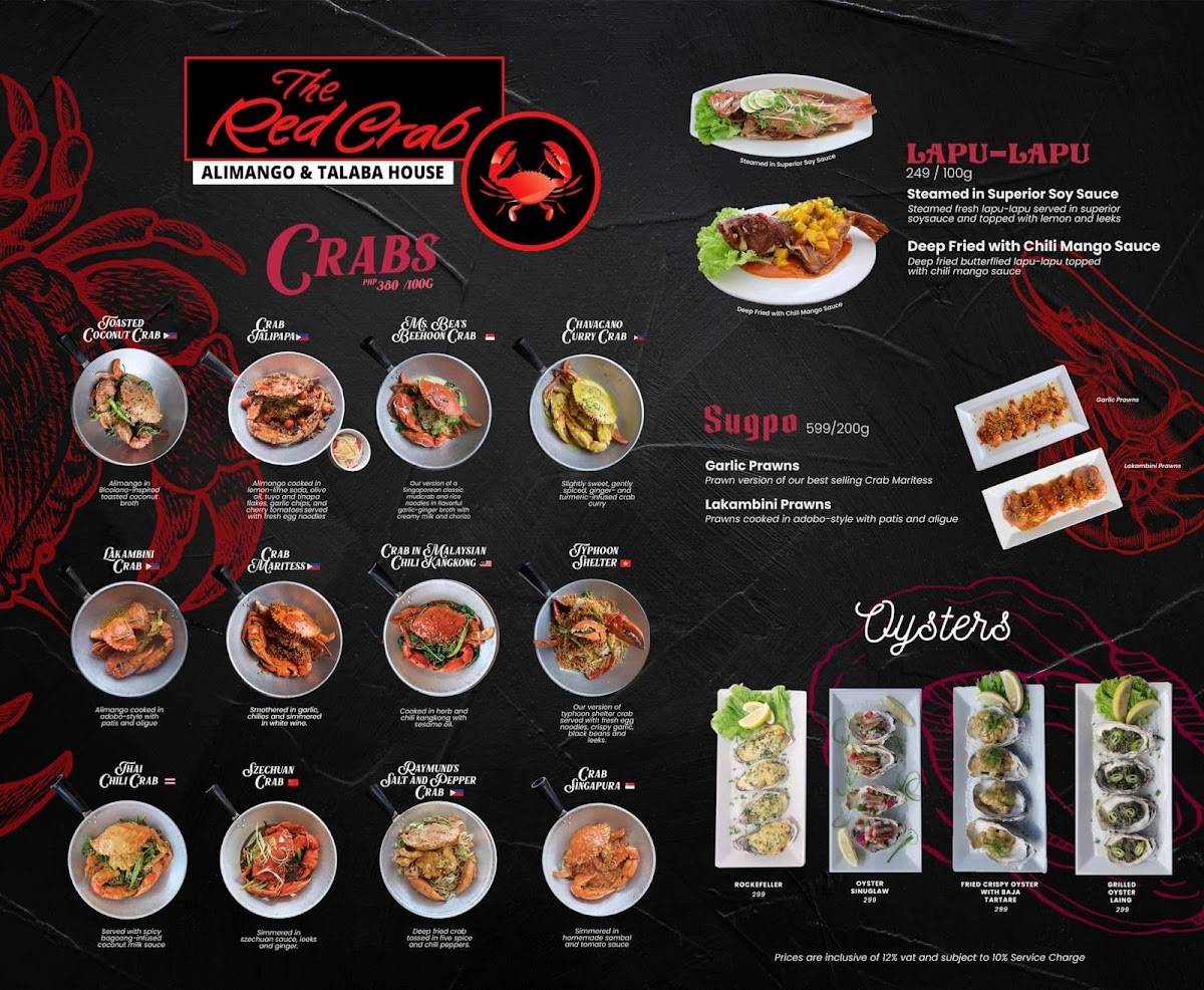 Menu at Red Crab restaurant, Quezon City, Eastwood City