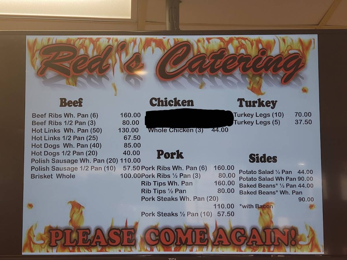 Menu at Red's The One And Only BBQ, Ferguson