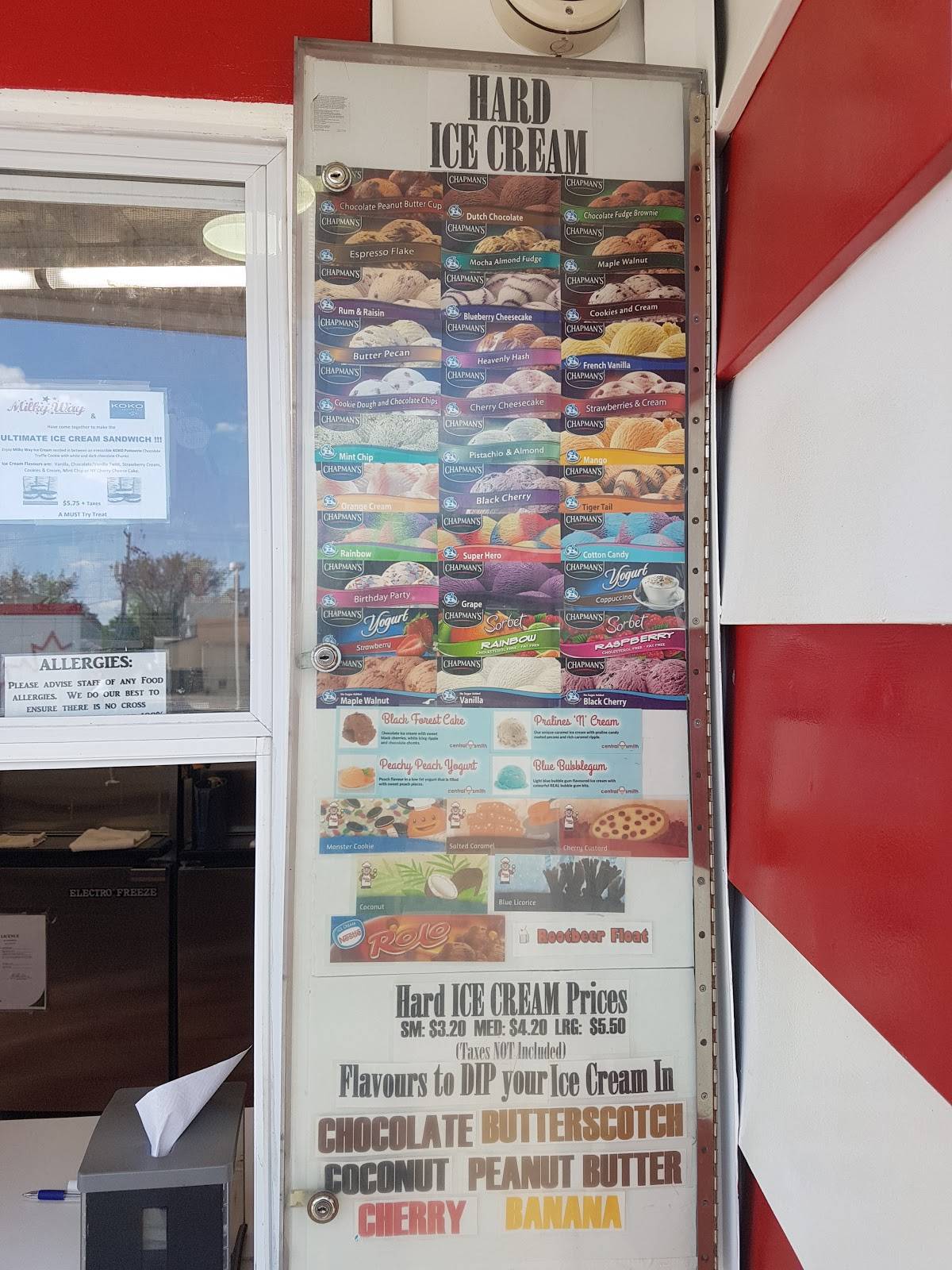 Menu at Milky Way desserts, Regina