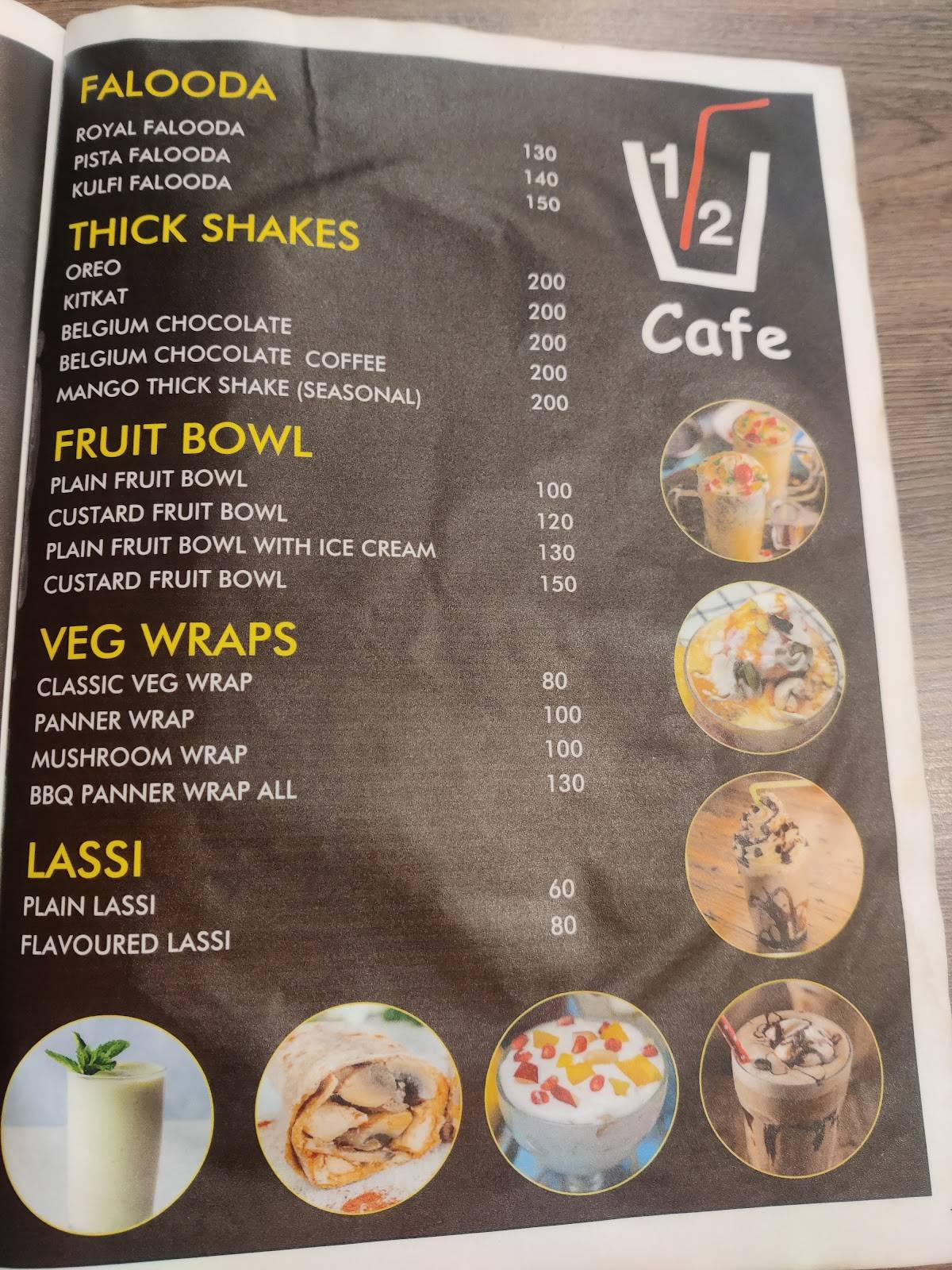 Menu at 1/2 cafe, Tirupati
