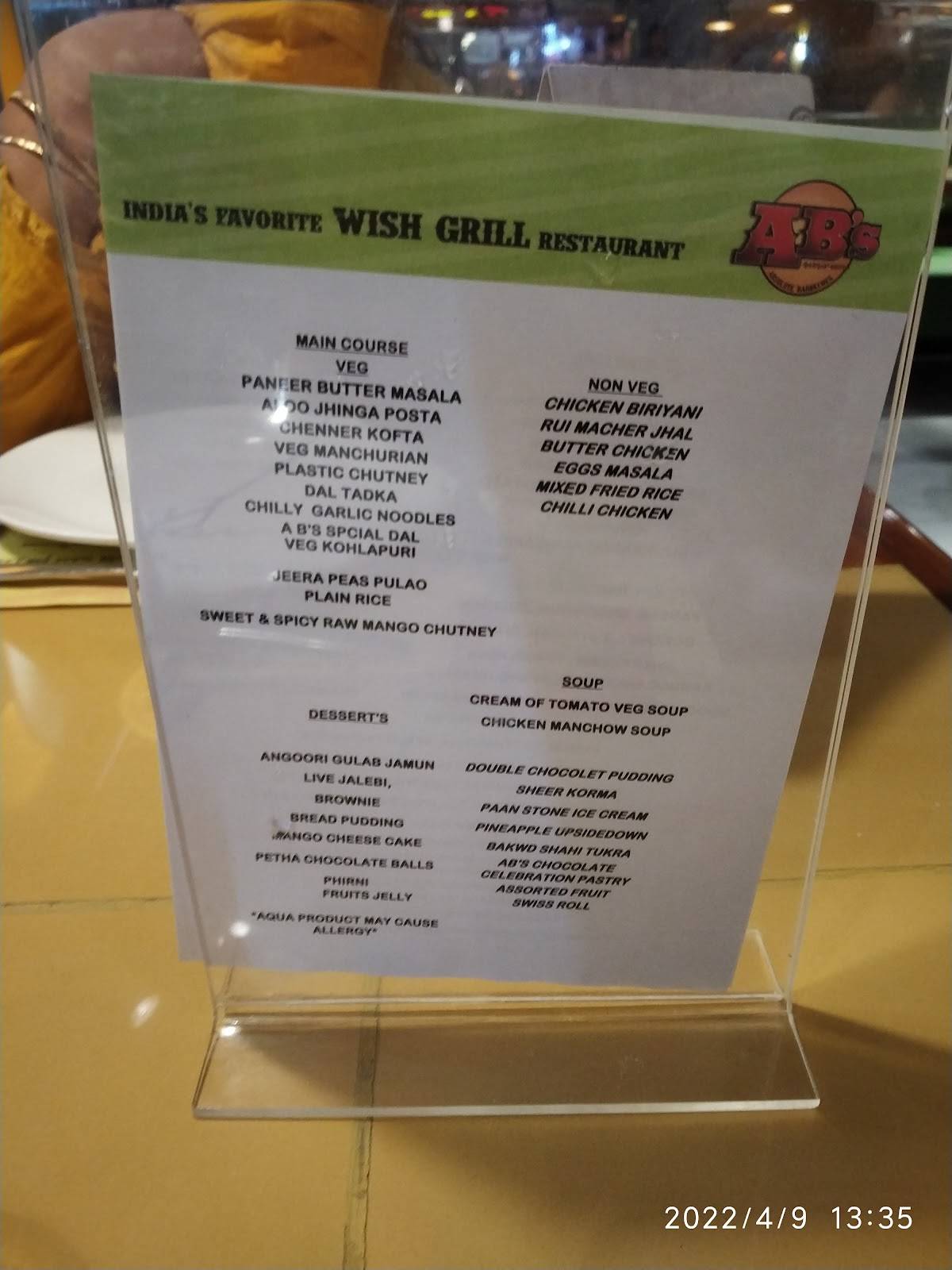 Menu at AB's - Absolute Barbecues Avani Mall, Kolkata, Howrah