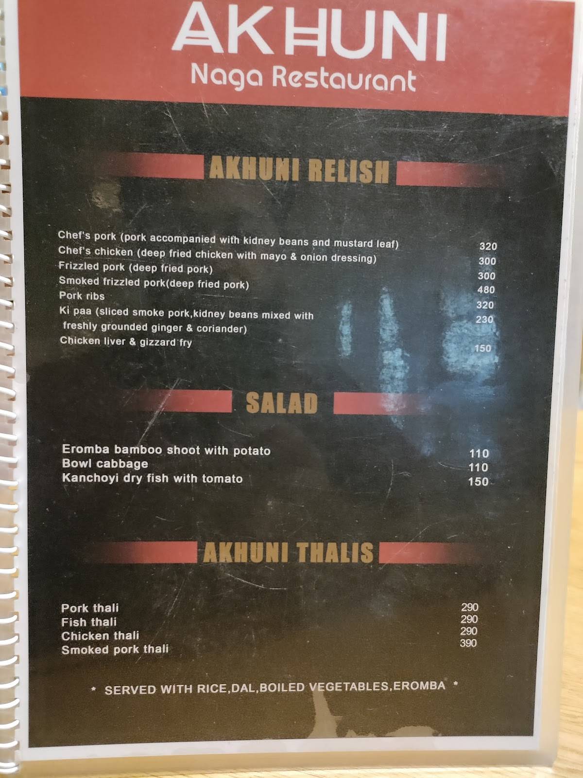 Menu at Akhuni Naga Restaurant, Delhi